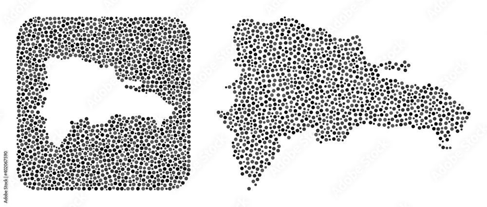 Map of Dominican Republic collage designed with spheric dots and ...