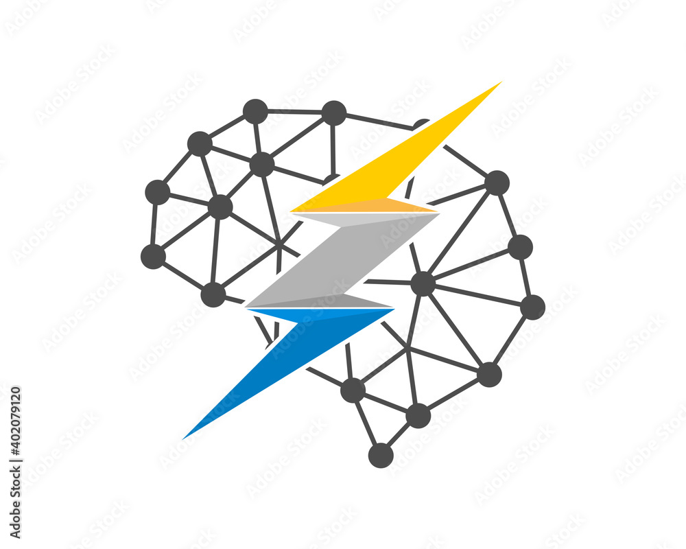 Brain connection with electrical symbol in the middle Stock Vector ...