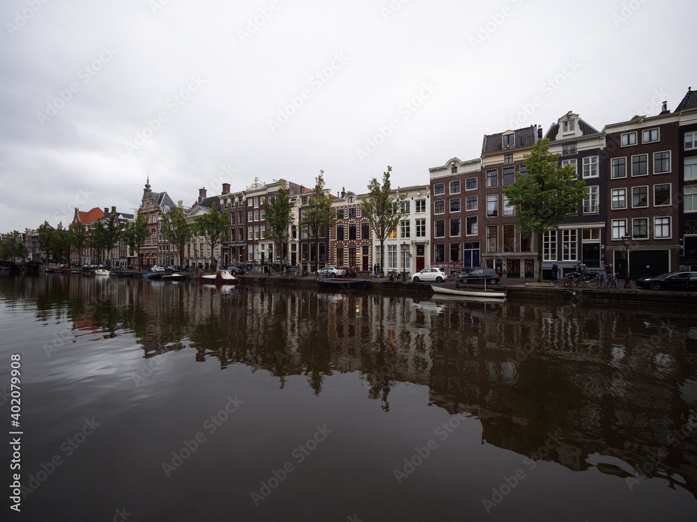 Typical Amsterdam style architecture exterior facade reflection of ...