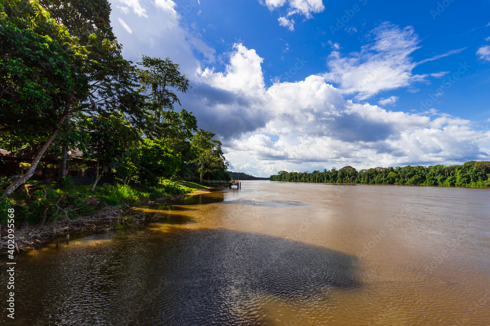 Sunny Jungle Landscape Shadowed By Overcast White Clouds On The ...