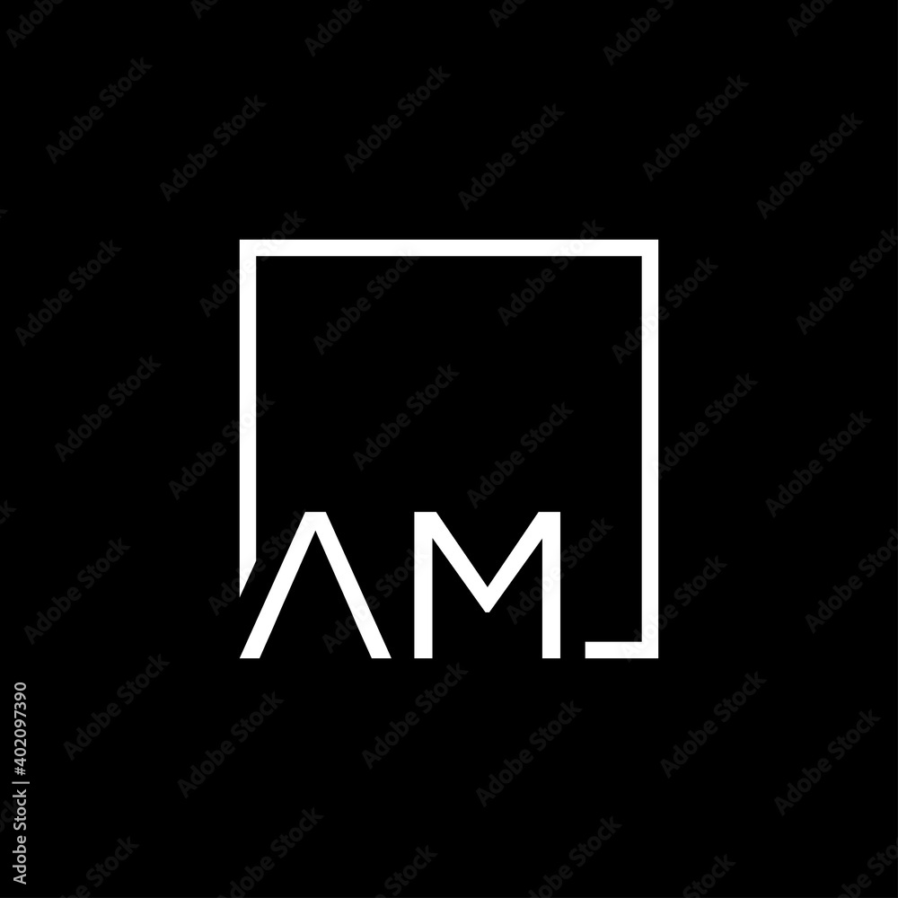 Creative initial letter AM square logo design concept vector Stock ...
