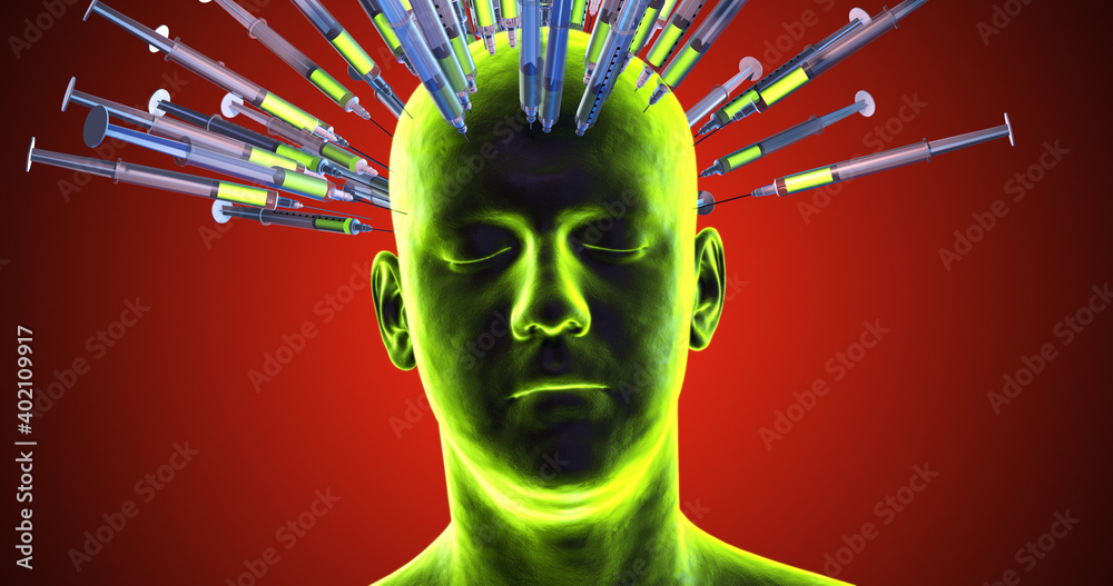 Adult Male Infected By Virus And Transforming To A Zombie. Patient ...