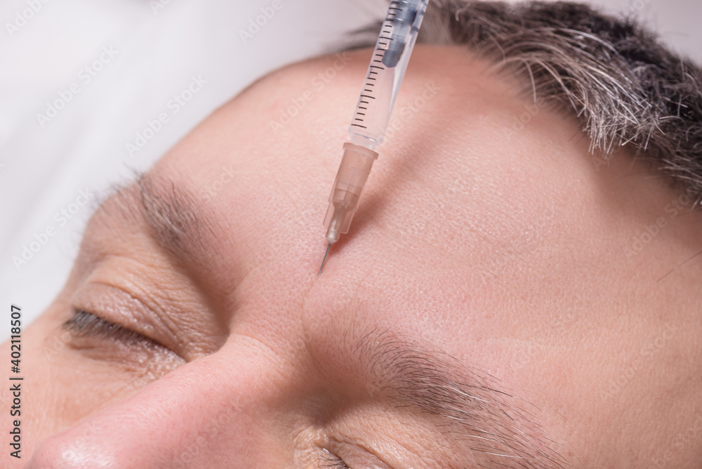 Man beauty procedure anti-wrinkle botox injections Stock Photo | Adobe ...