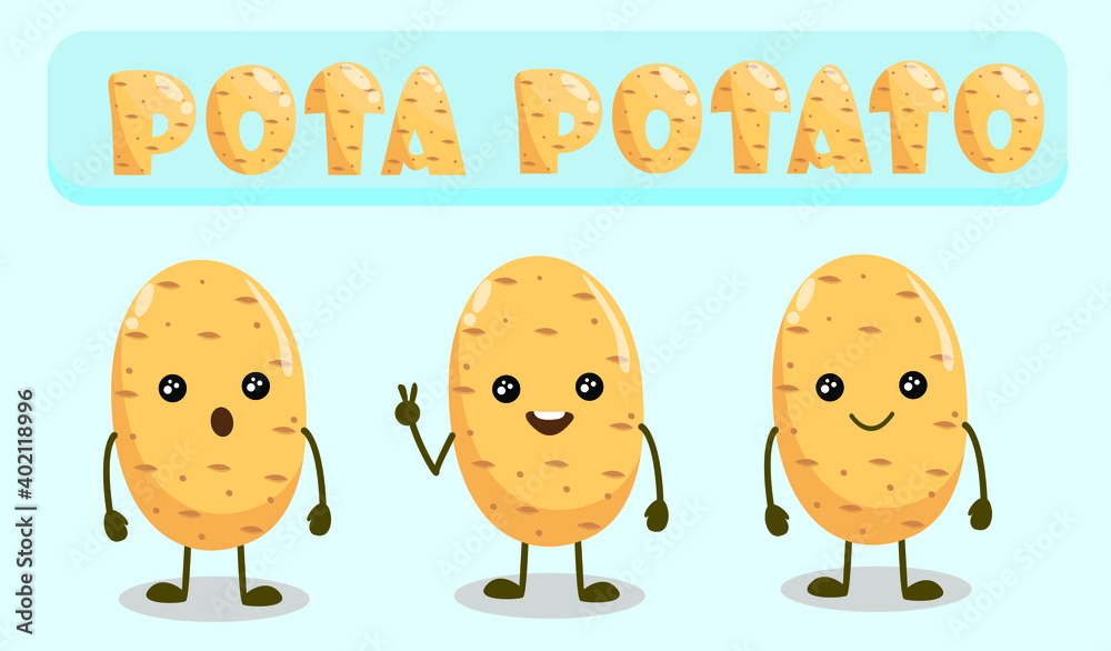 vector illustration of cute and kawaii potato characters. happy and ...
