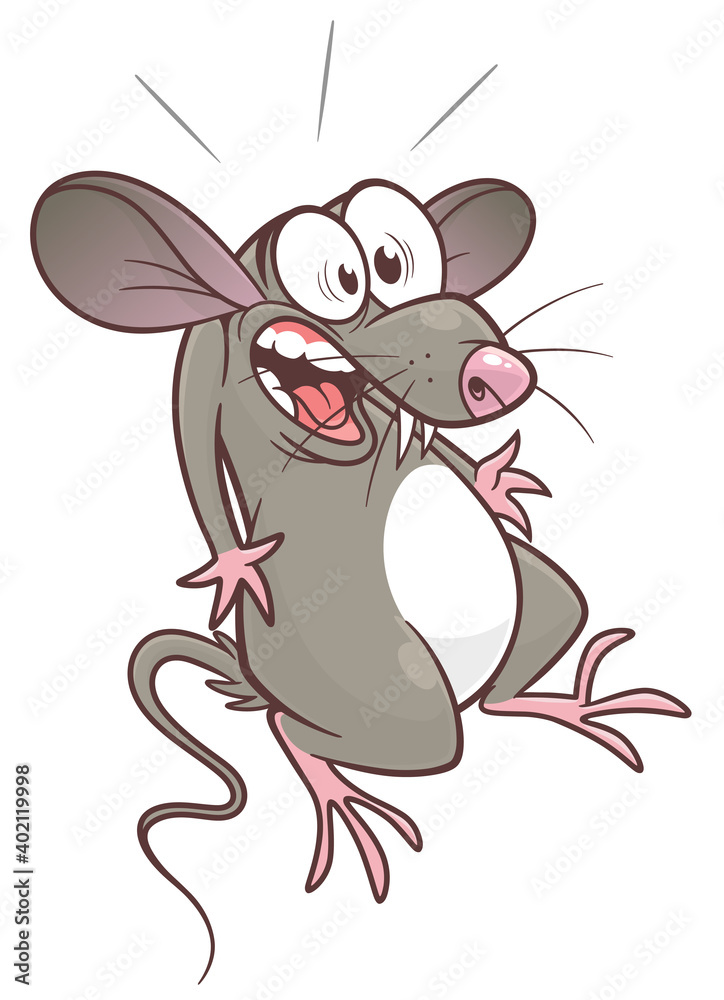 Scared pest mouse cartoon vector illustration. Cartoon pest mouse ...