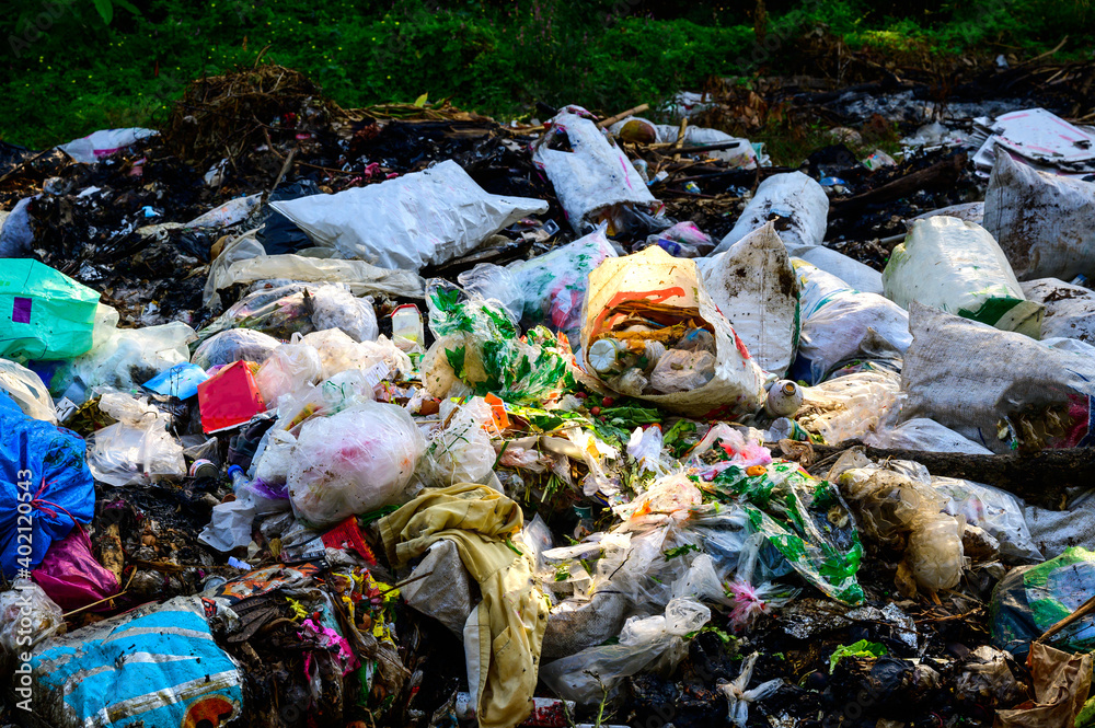 Garbage pollution from small towns Incinerated and disposed of ...