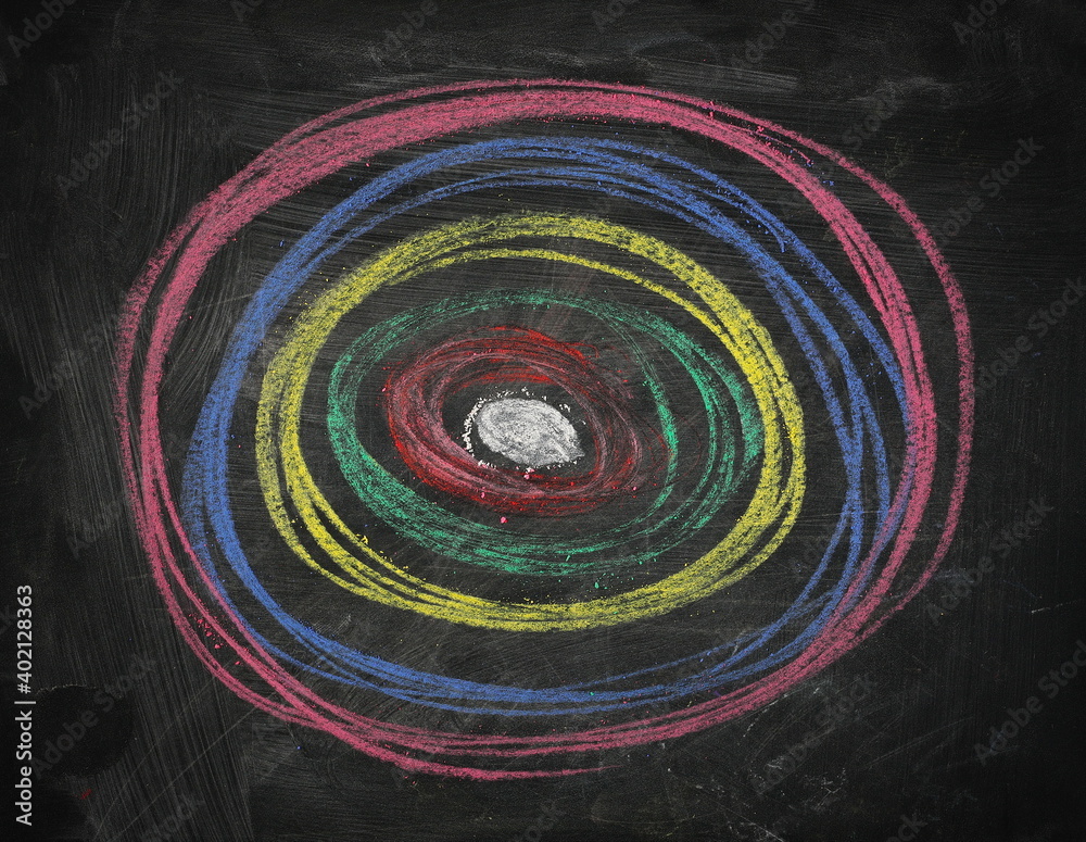 target, rings, colorful, chalkboard, circles, circular, round, drawn ...