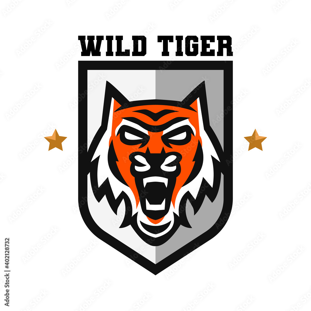 Wild tiger mascot logo design vector. Tiger head logo vector. Stock ...