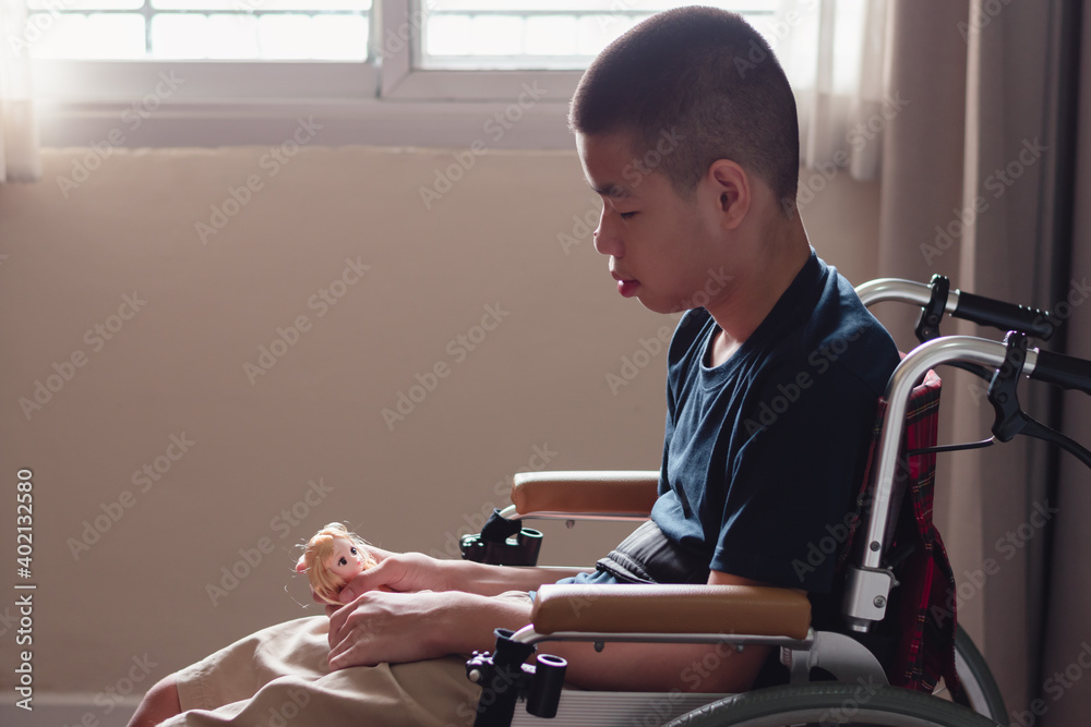 Sad Child In Wheelchair