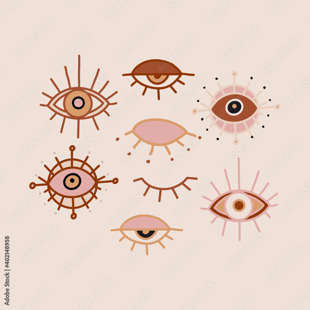 Evil eye pastel vector isolated doodle illustration. Magic, witchcraft ...