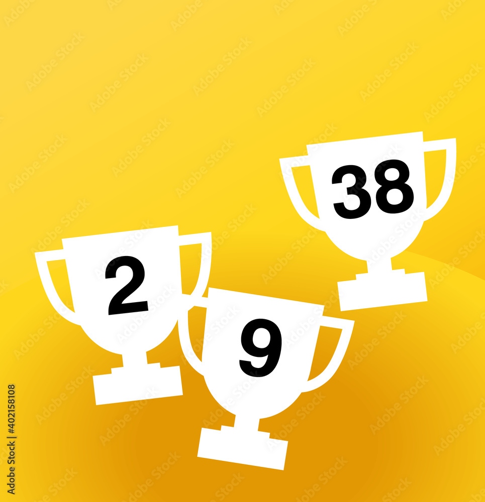 Lucky numbers in lottery or game. Cups won for the competition ...