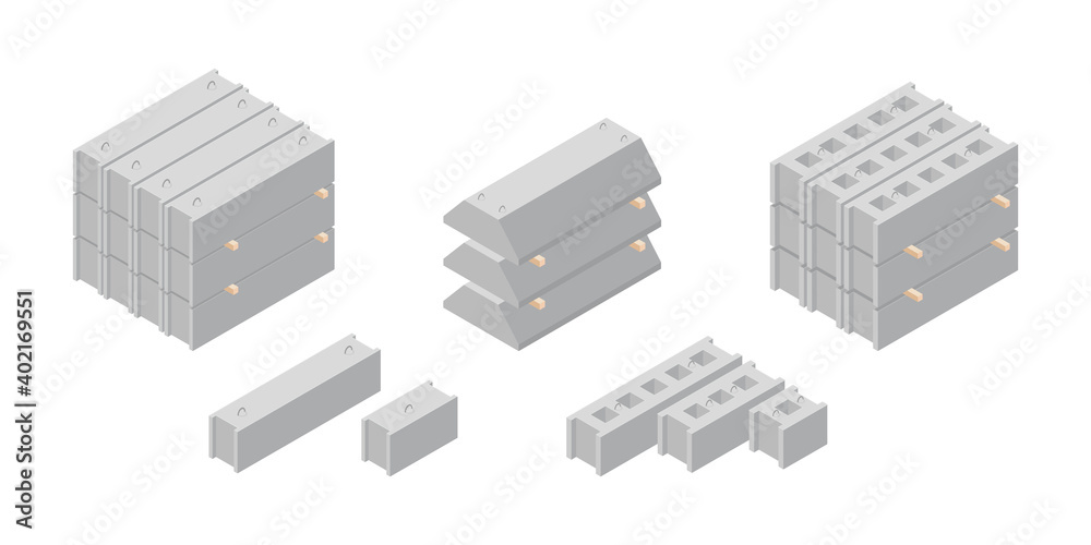 Vecteur Stock Vector illustrations cement blocks isolated on a white ...