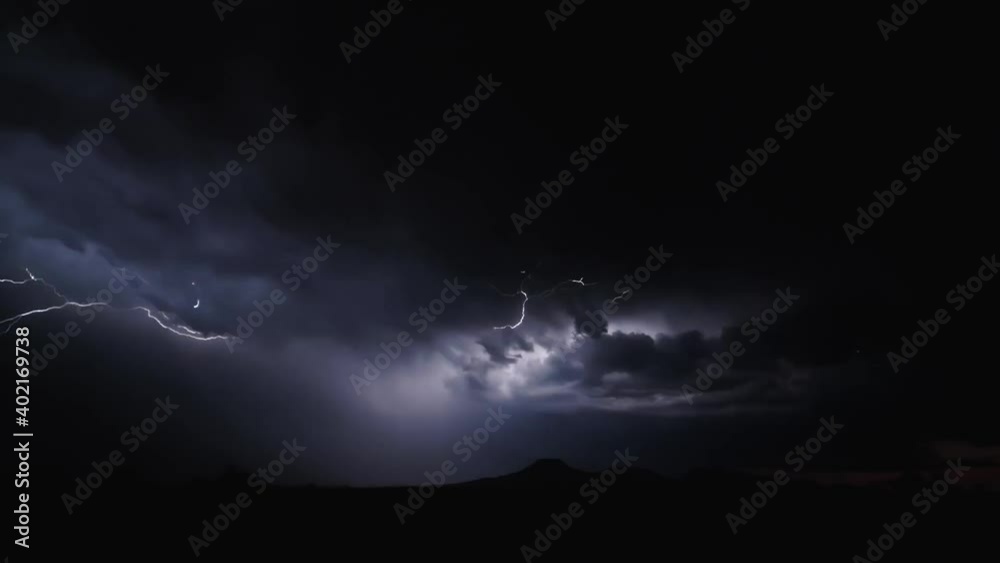 Epic thunderstorm moving clouds at night with lightning seamless loop ...