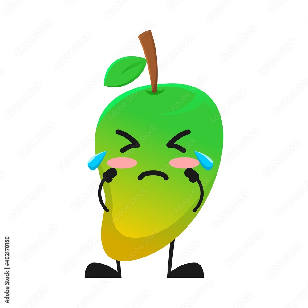 vector illustration of cute mango fruit expression or character cry ...