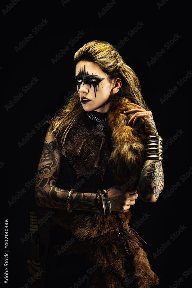Portrait of a young viking woman Stock Photo | Adobe Stock