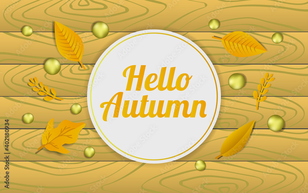 Background autumn wood leaves and balls fall season leaves decorative ...
