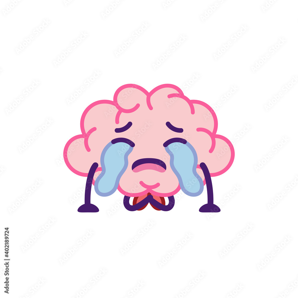 Isolated sad brain cartoon crying - Vector illustration Stock Vector ...