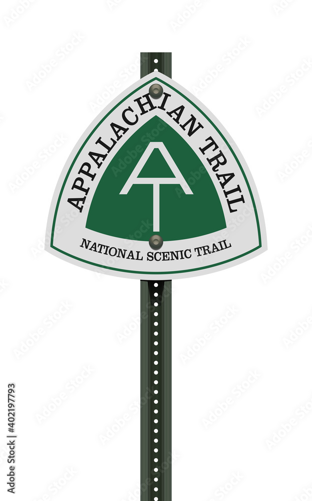 Vector illustration of the Appalachian Trail road sign on metallic post ...