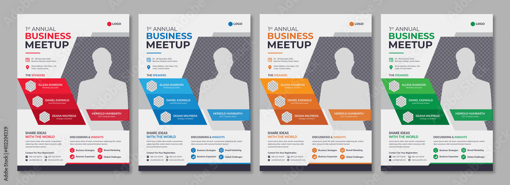 Corporate annual conference or meetup promotion flyer template ...