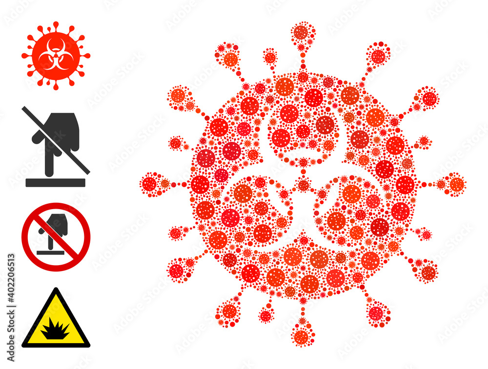 Hazard virus mosaic icon. Hazard virus collage is constructed from ...