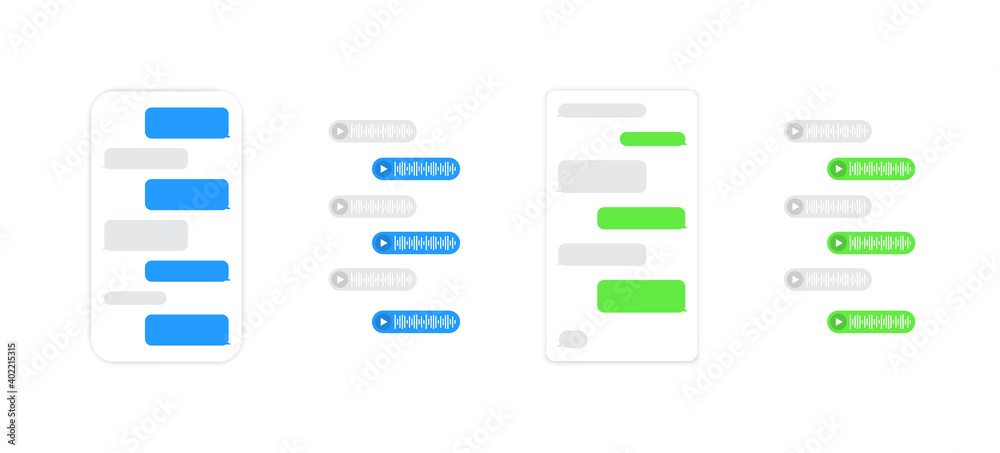 Set of chat templates, messages and speech bubbles in flat style ...