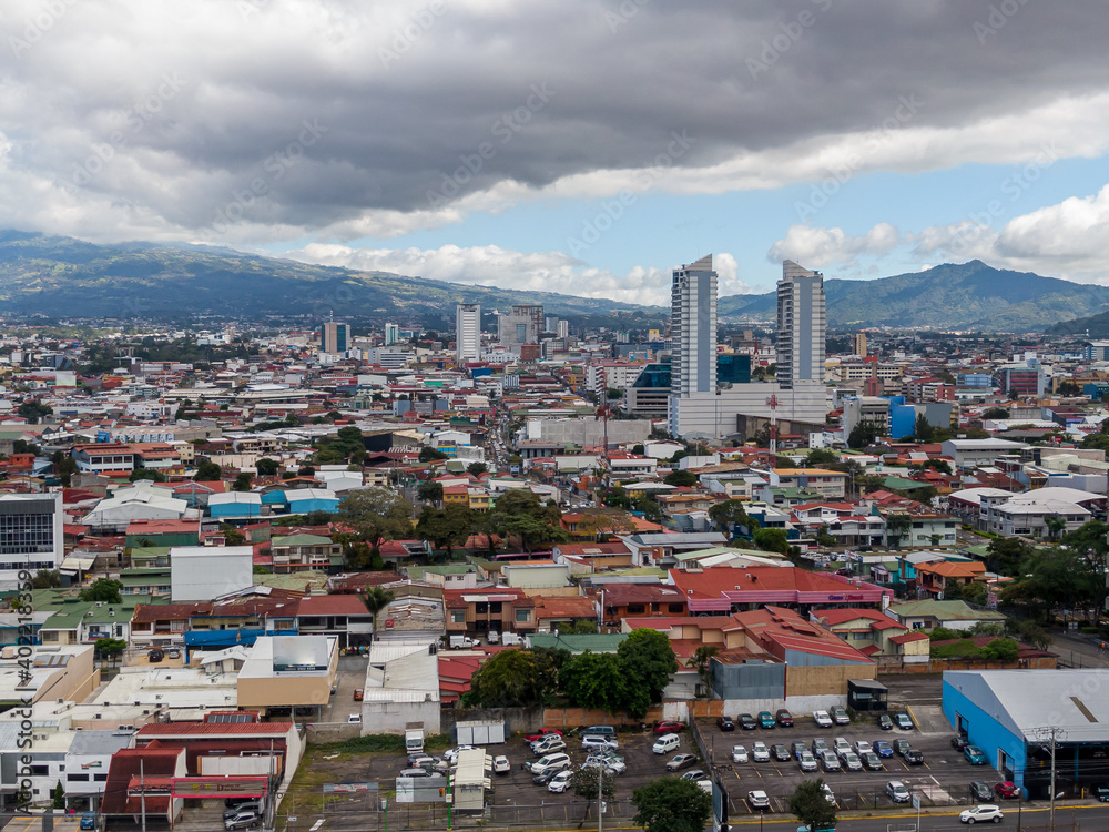 Beautiful aerial view of the city of San Jose Costa Rica and the ...