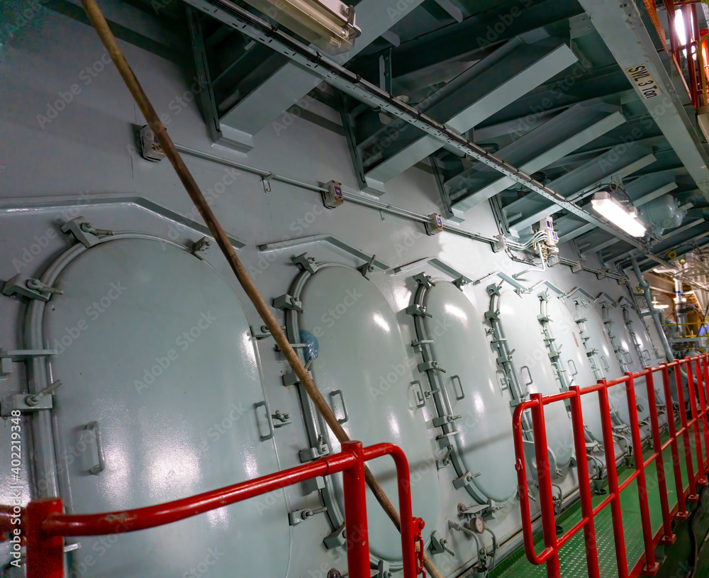 big engine propeller inside a merchant vessel Stock Photo | Adobe Stock
