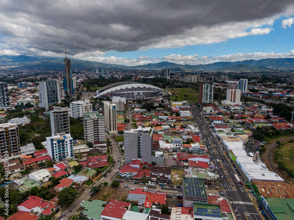 Beautiful aerial view of the city of San Jose Costa Rica and the ...