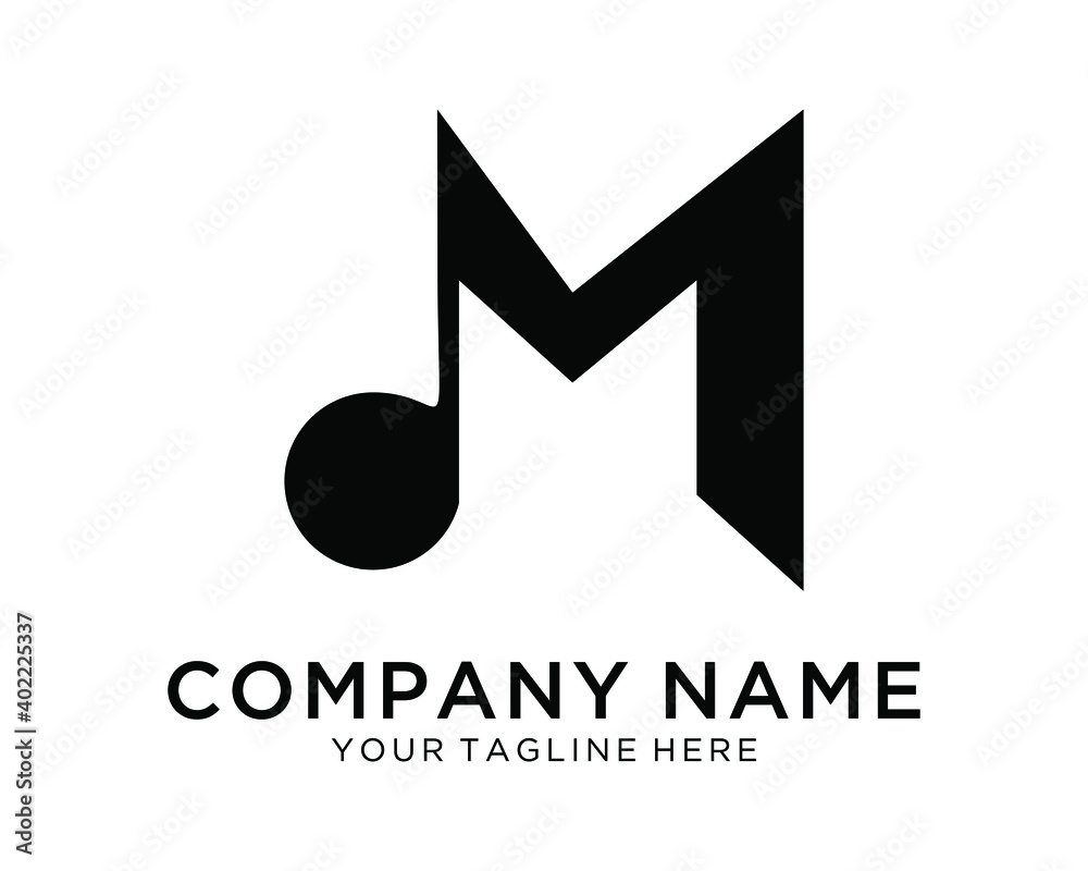 Music Note Letter M Icon Vector logo design vector template on a black ...