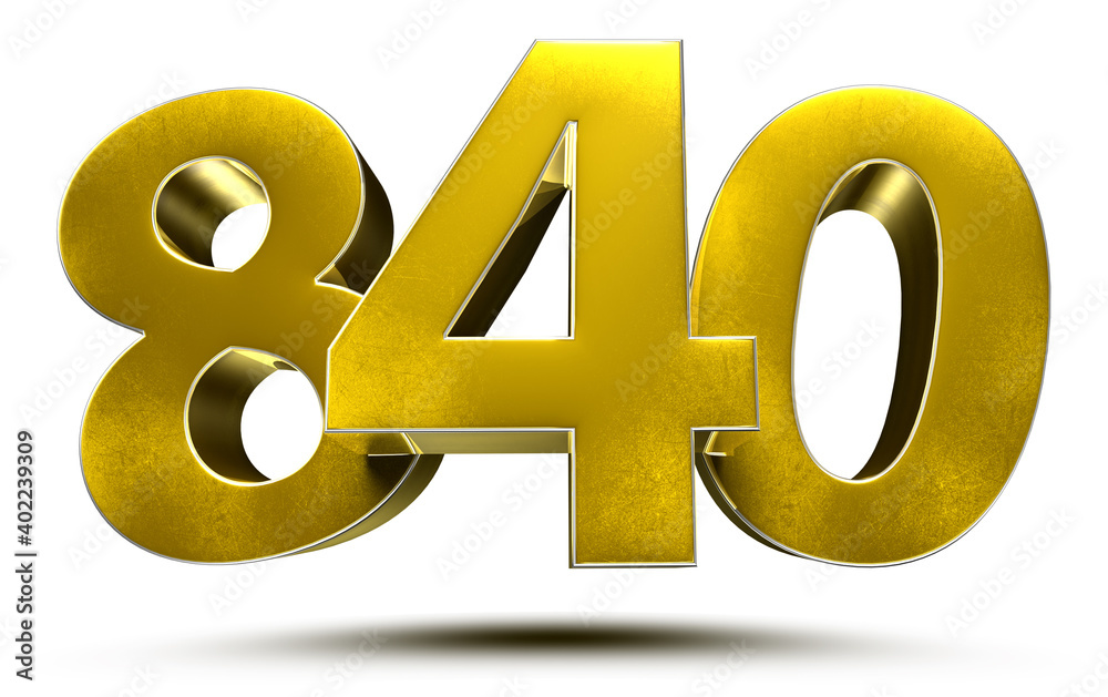 840 numbers 3D illustration on white background with clipping path ...