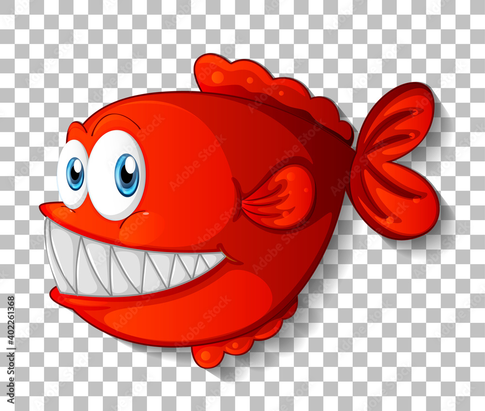 Red exotic fish cartoon character on transparent background Stock ...