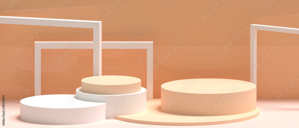 Podium banner stage Geometric shapes and Frame square box with Cylinder ...