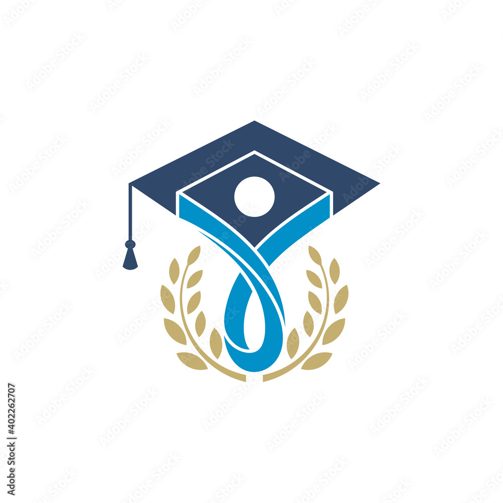 School university student logo. People with graduation cap and leaf for ...