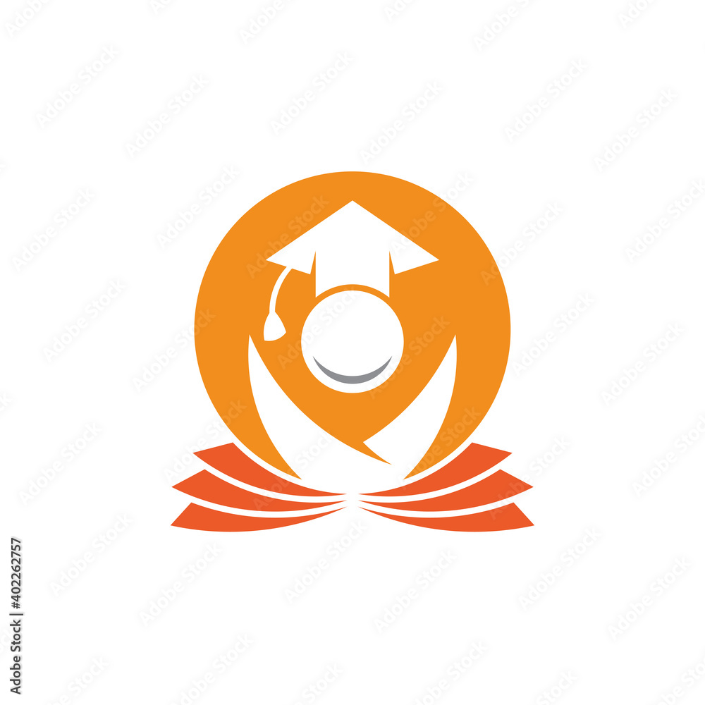College university student and book logo. Education flat logo template ...