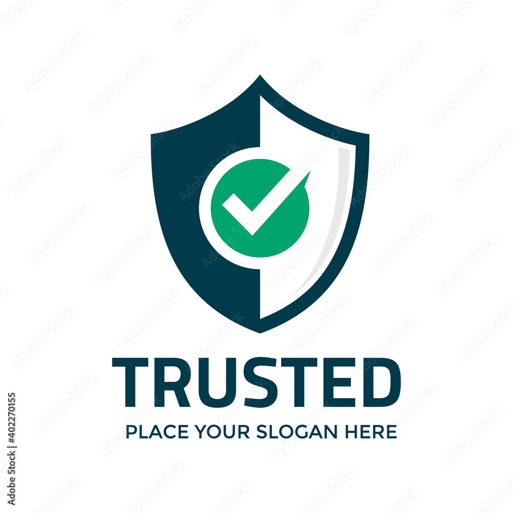 Trusted vector logo template. This design use shield symbol. Suitable ...