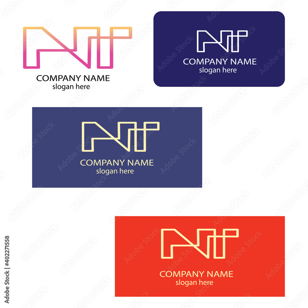 Letter NT creative logo line illustration with background design vector ...
