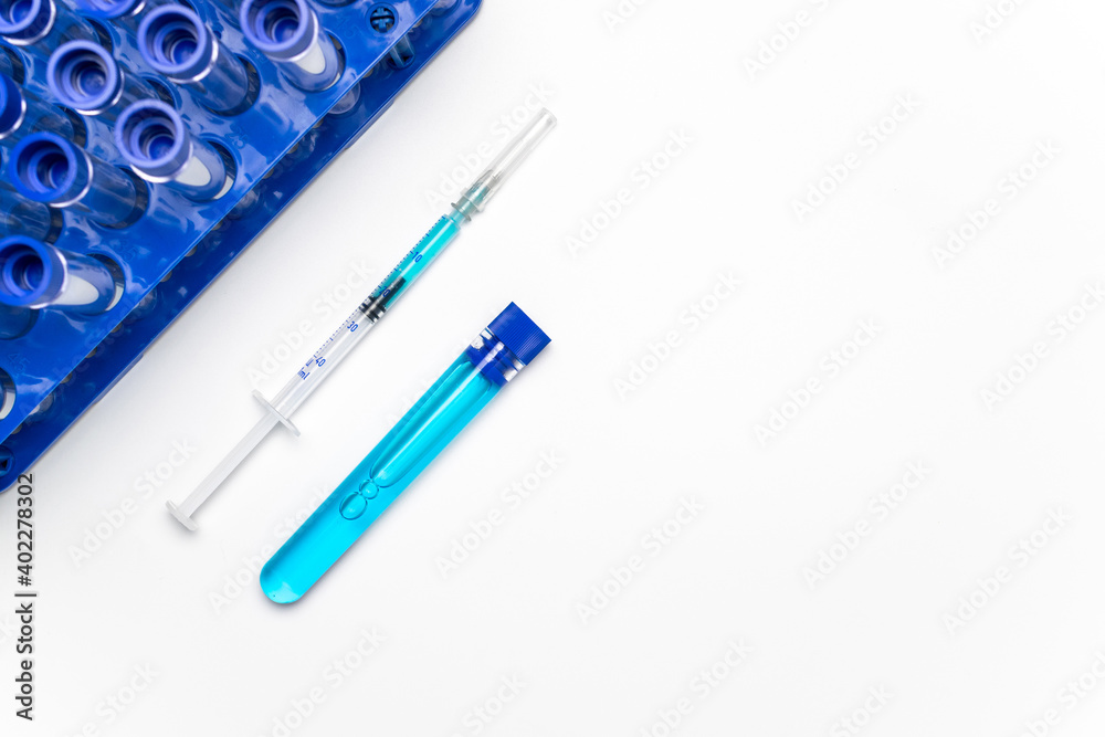 Vial syringe. Medical syringe with needle for protection flu virus and ...