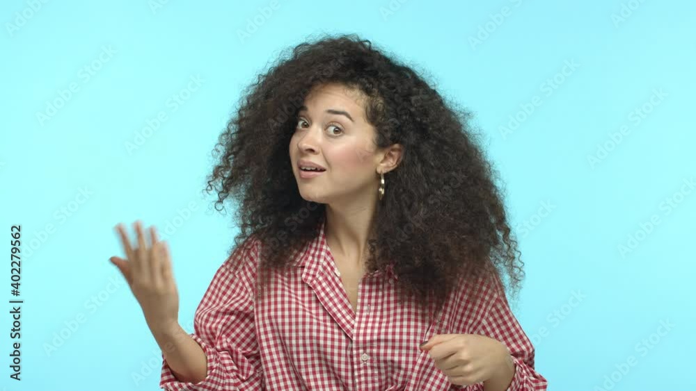 Hurry up, you better move. Slow motion of impatient young woman with ...