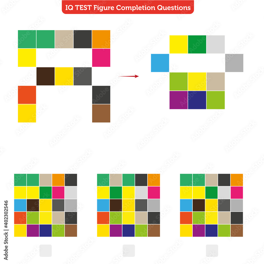 IQ TEST - Figure Completion Questions, Visual Intelligence Test Stock ...