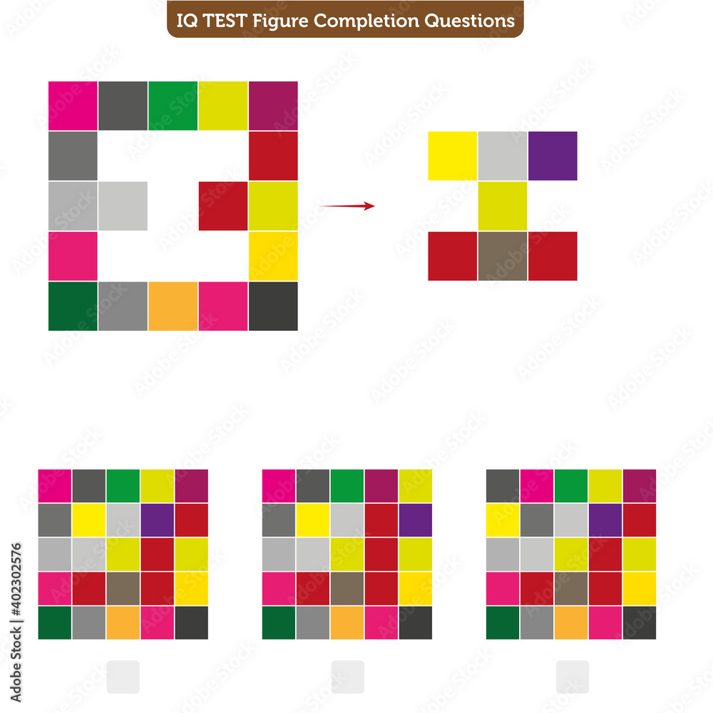 IQ TEST - Figure Completion Questions, Visual Intelligence Test vector ...
