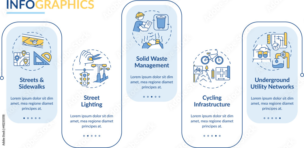 Urban construction vector infographic template. Public illumination ...