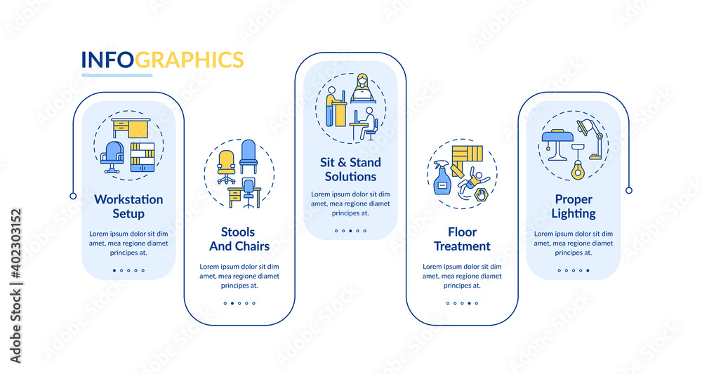 Workstation design vector infographic template. Sit and stand solutions ...