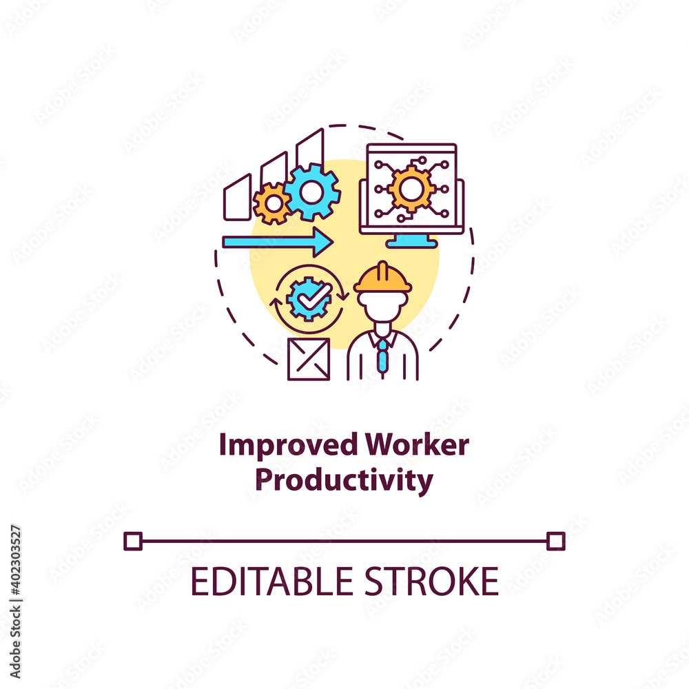 Improved worker productivity concept icon. Warehouse management ...