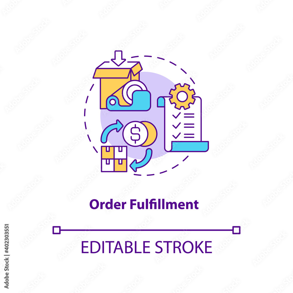 Order fulfillment concept icon. Warehouse audit elements. Process and ...