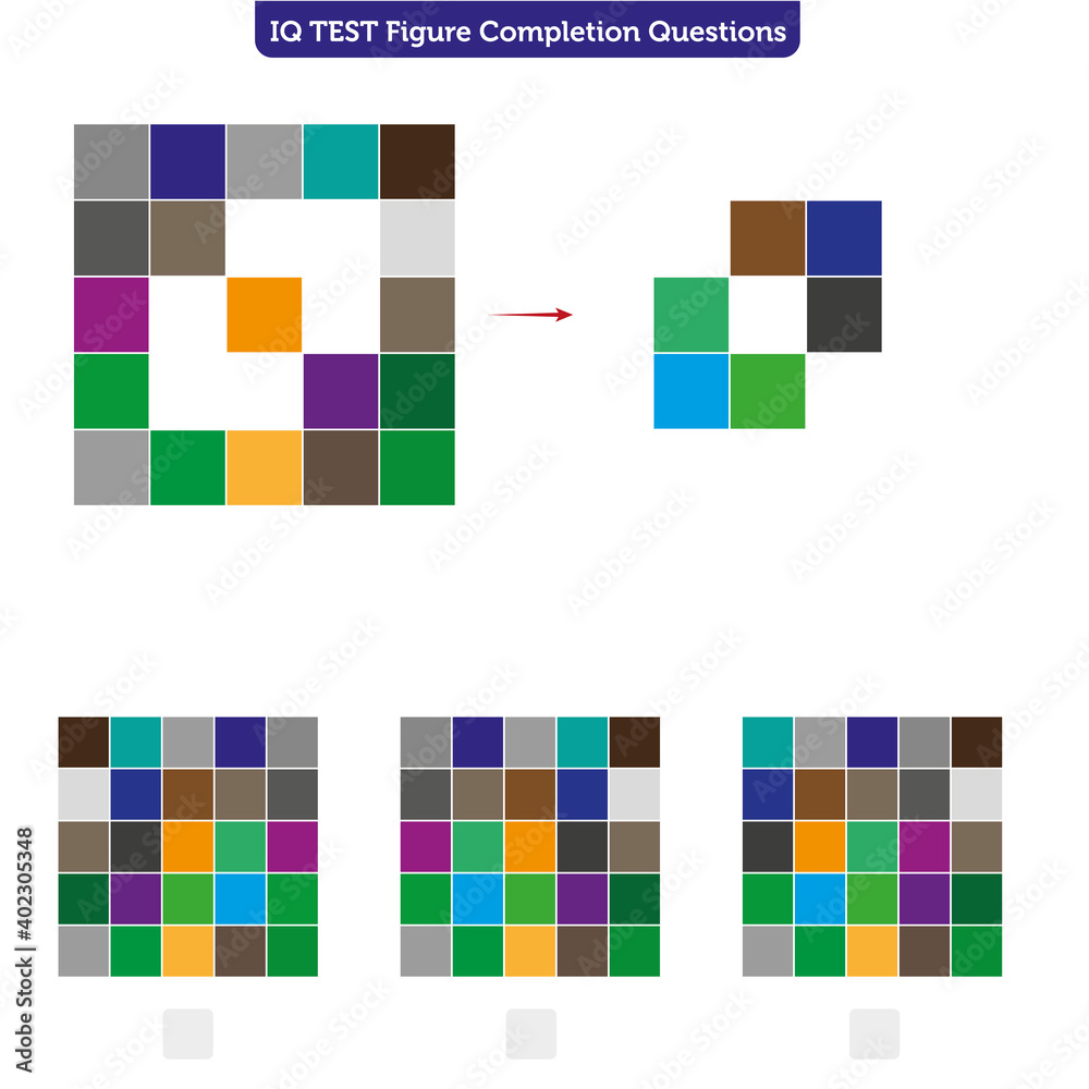 IQ TEST - Figure Completion Questions, Visual Intelligence Test Stock ...