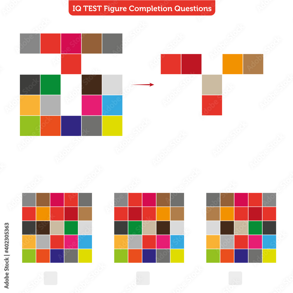 IQ TEST - Figure Completion Questions, Visual Intelligence Test Stock ...