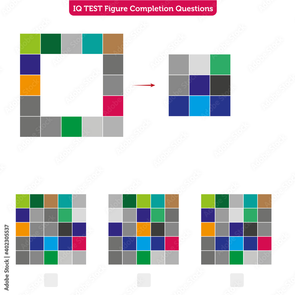 IQ TEST - Figure Completion Questions, Visual Intelligence Test Stock ...