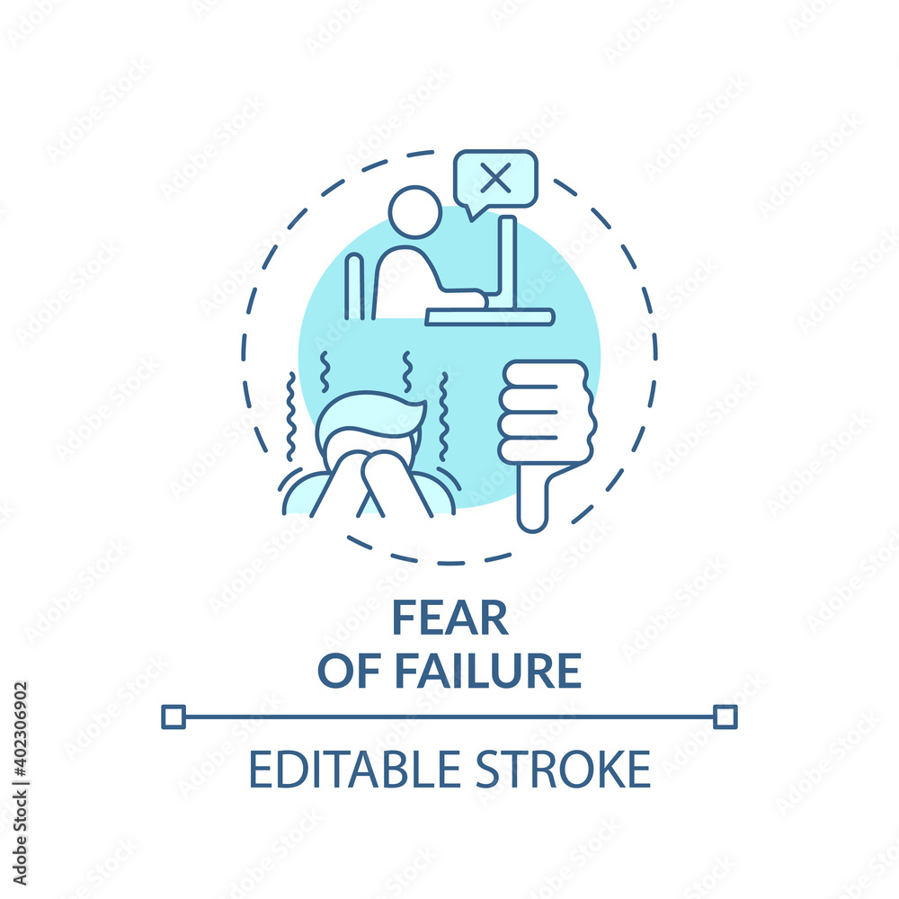 Failure fear concept icon. Procrastination reason idea thin line ...