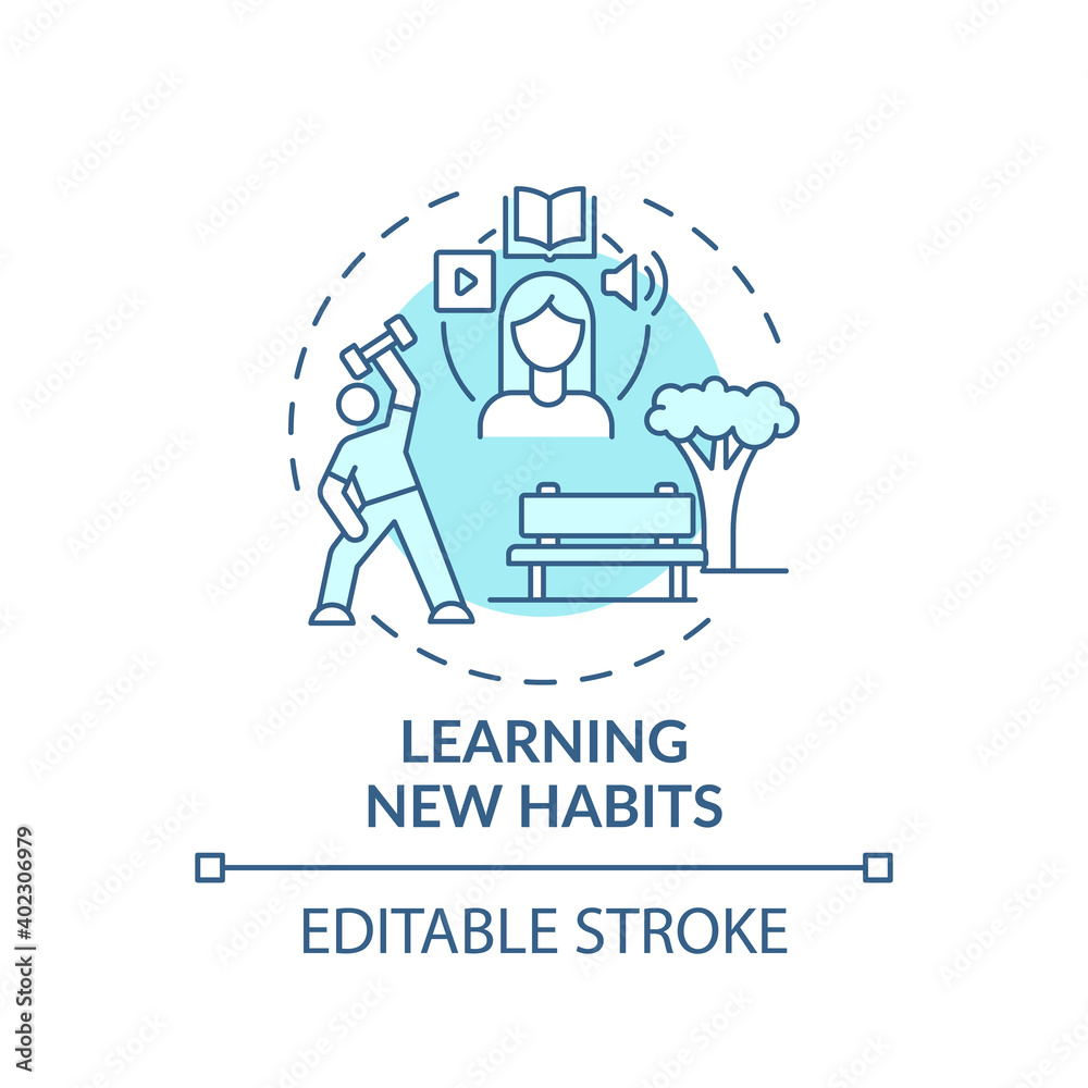 Learning new habits concept icon. Fighting procrastination idea thin ...
