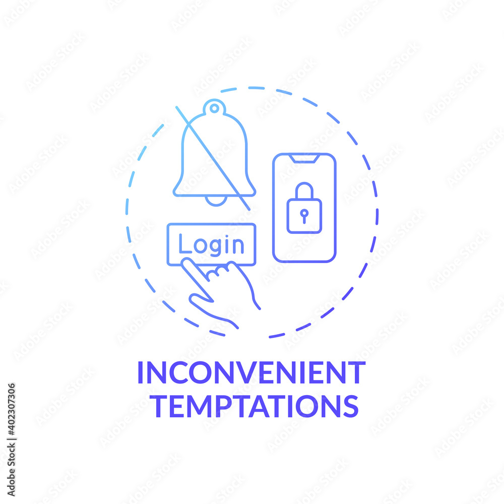 Inconvenient temptations concept icon. Overcoming procrastination tip ...